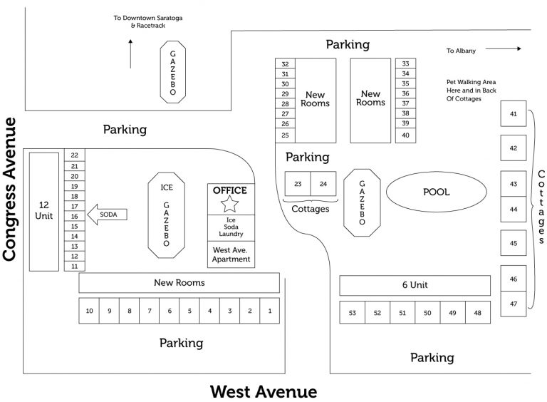 Adirondack Inn Saratoga Springs Accommodations Property Map